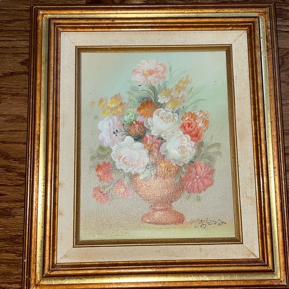 Vintage | Art | Vintage Mcm Framed Flower Bouquet Painting | Poshmark